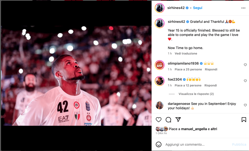 Kyle Hines torna a casa per ricaricare le pile: Riconoscente e grato